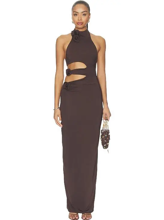 MAYGEL CORONEL Tempus Maxi Dress In . Also - Brown