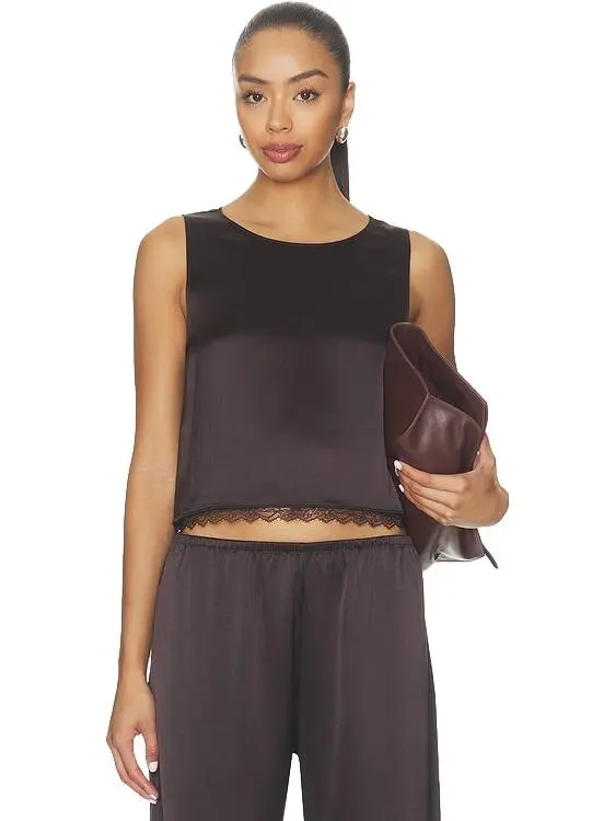 LESET Barb Lace Crop Sleeveless Crew In . Also - Chocolate