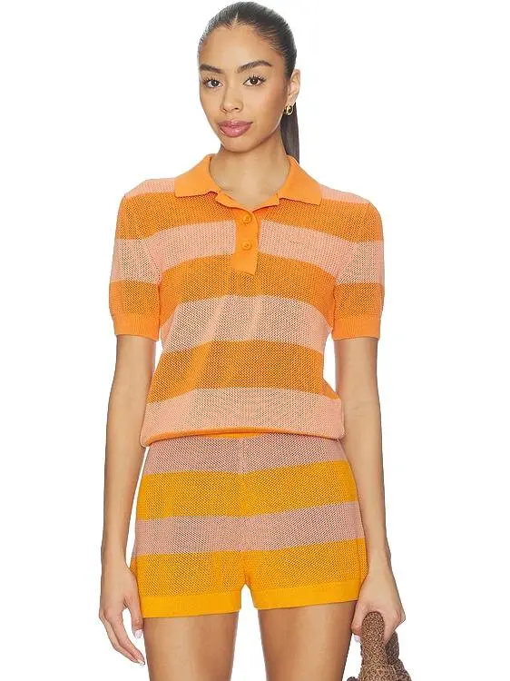 Lacoste Resille Raye Knit Top - Orange