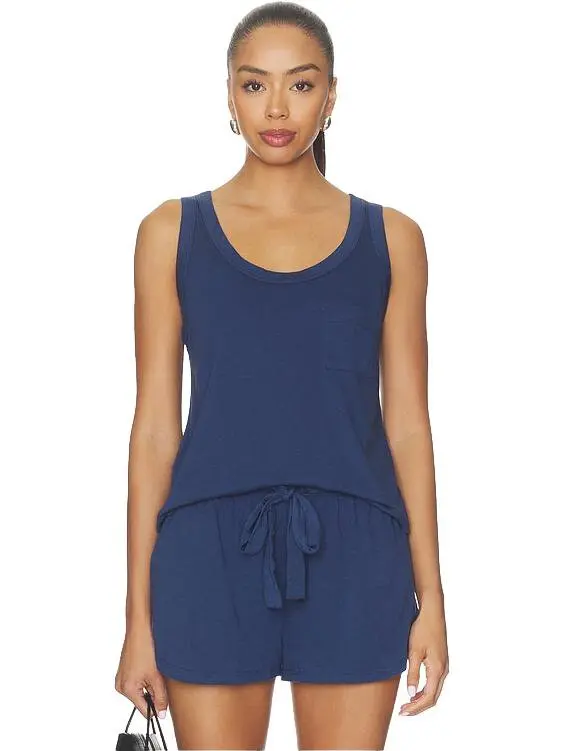Eberjey Aloe Infused Cotton Tank Top - Navy