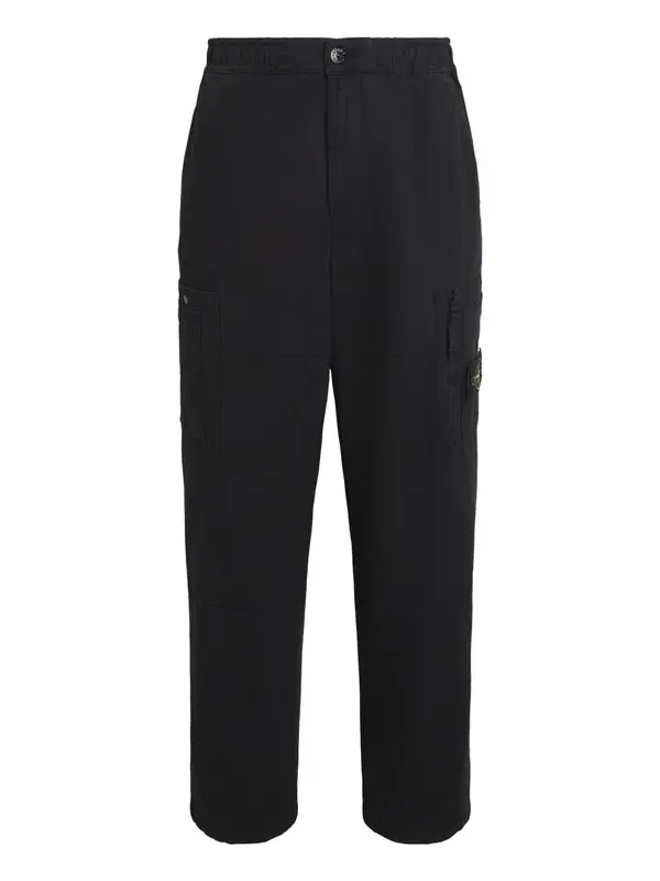 Stone Island Organic Cotton Ripstop Cargo Trousers - Black