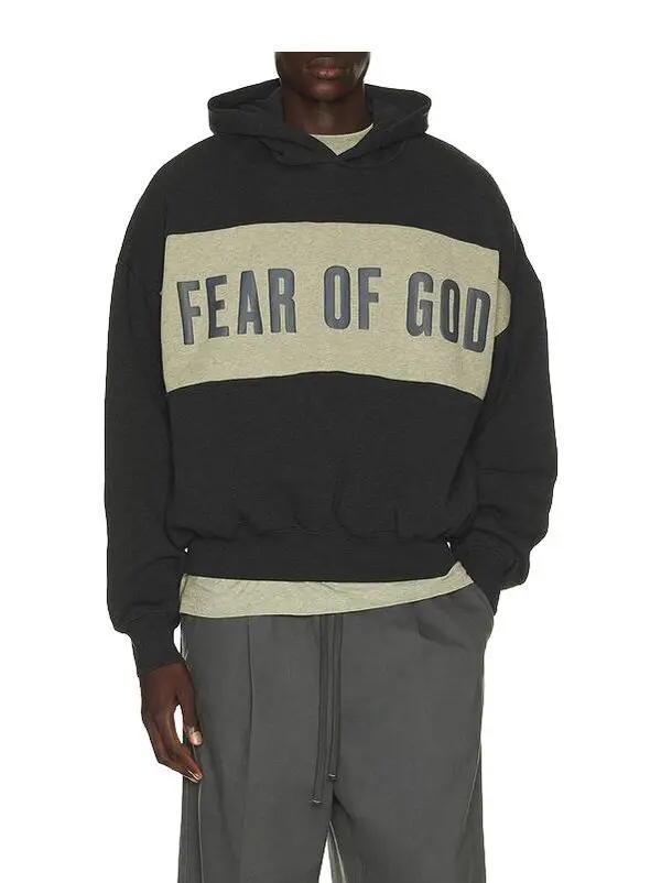 Fear Of God Cropped Relaxed Panelled Hoodie In . Also - Black