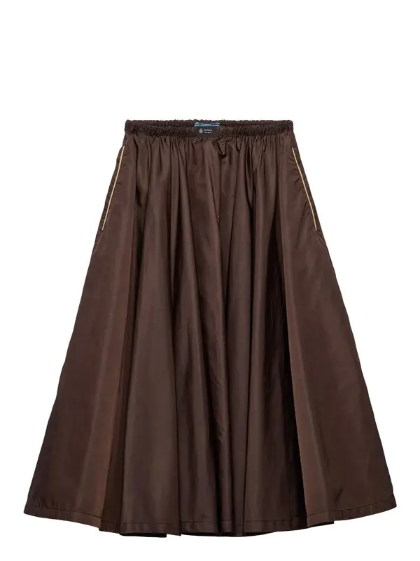 Prada Re-nylon Gathered Midi Skirt - Brown