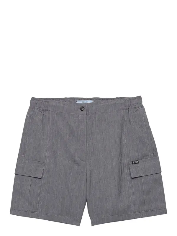 Prada Virgin Wool-mohair Cargo Shorts - Grey