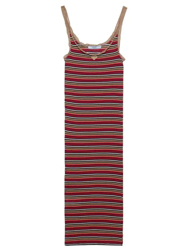 Prada Cotton Stripe Midi Dress - Blue