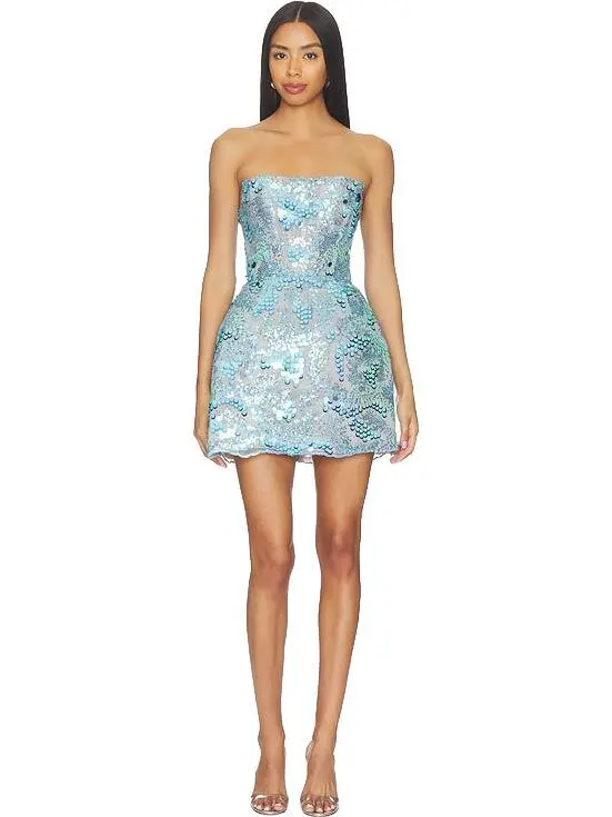 BRONX BANCO Ibiza Sequin Maraya Strapless Mini Dress In . Also - Blue