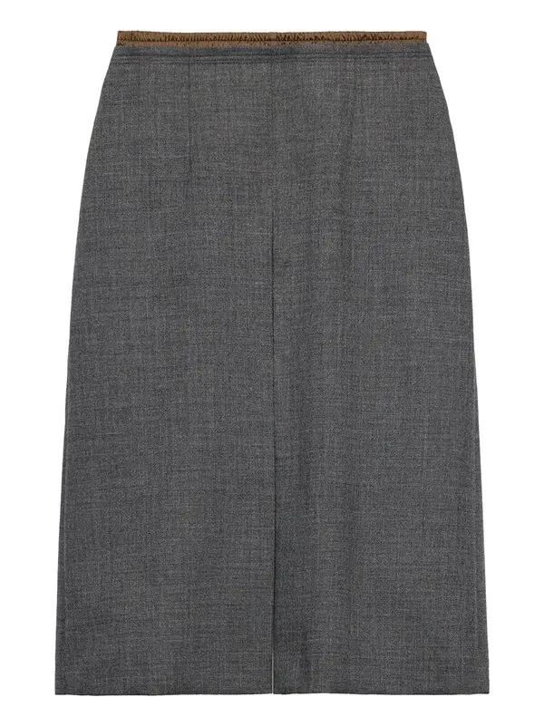 Prada Wool Rush Stitch Midi Skirt - Grey
