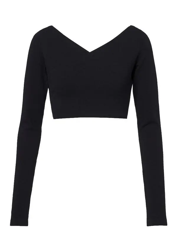 Alaïa Cotton-blend Crepe Wrap Top - Black