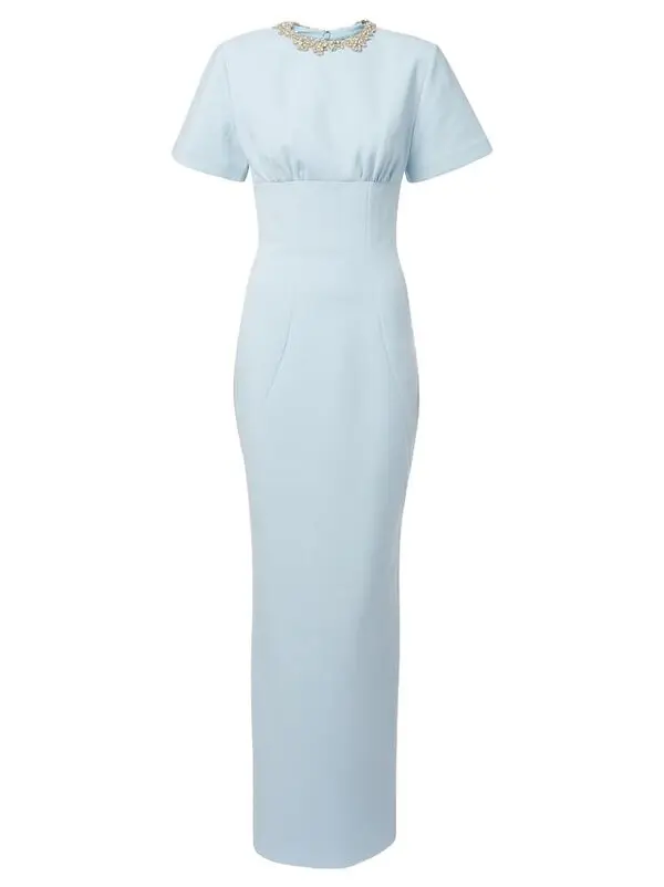 Rachel Gilbert Dovetta Embellished Crepe Corset Gown - Blue