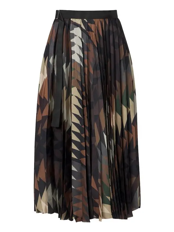 Sacai X A.p.c. Plisse Printed Midi Skirt - Multicoloured