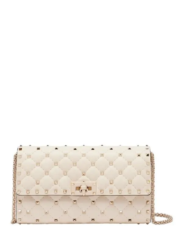 Valentino Garavani Rockstud Spike Small Leather Crossbody Bag - White