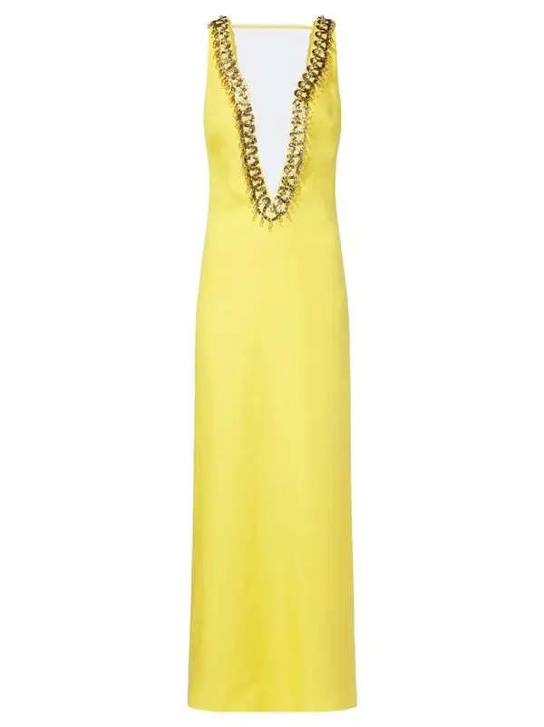 Valentino Garavani Embellished Linen Gown - Yellow