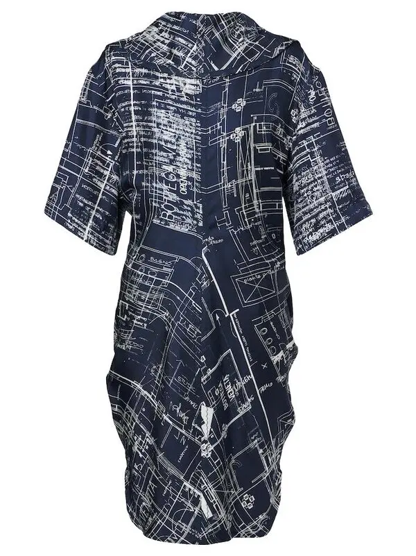 Bottega Veneta Printed Silk Twill Midi Dress - Blue