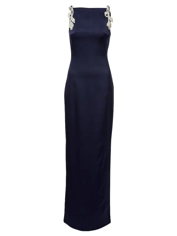 Rachel Gilbert Embellished Crepe Gown - Blue