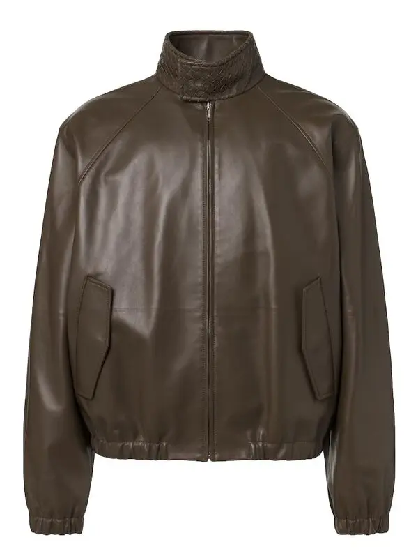 Bottega Veneta Intrecciato Leather Blouson Jacket - Green