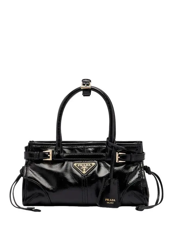 Prada Bonnie Mini Leather Top-handle Bag - Black