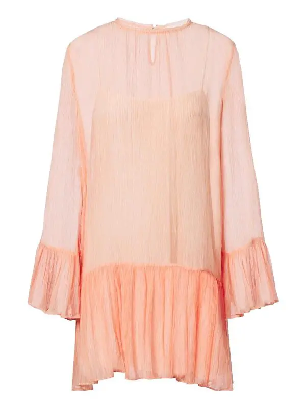 Ulla Johnson Emmeline Ruffled Silk Chiffon Minidress - Orange