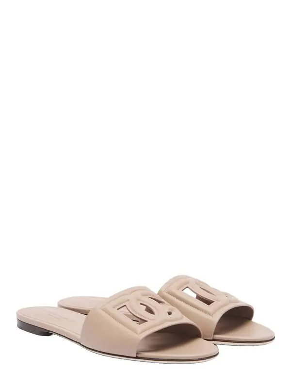 Dolce & Gabbana Dg Leather Slides - Pink