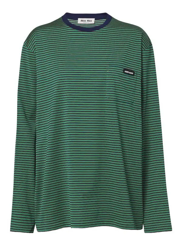 Miu Miu Striped Cotton Jersey T-shirt - Multicoloured