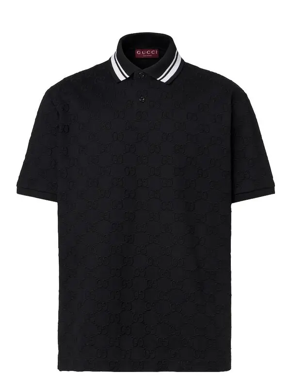 Gucci Gg Cotton-blend Pique Polo Shirt - Black
