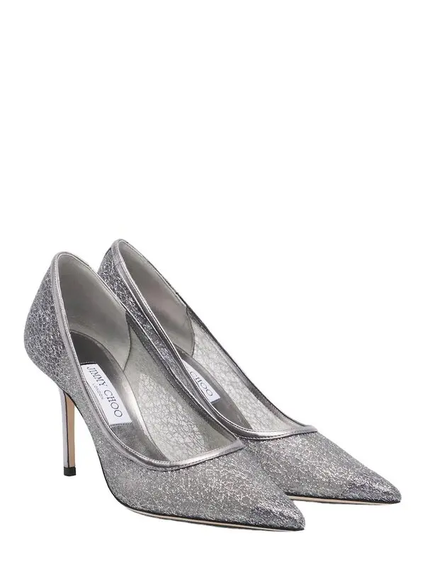 JIMMY CHOO Love Embroidered Glitter Pumps - Silver