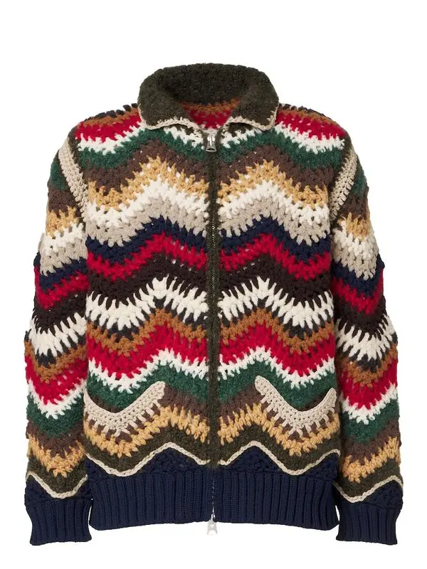 Sacai Chevron Crochet Blouson Jacket - Multicoloured