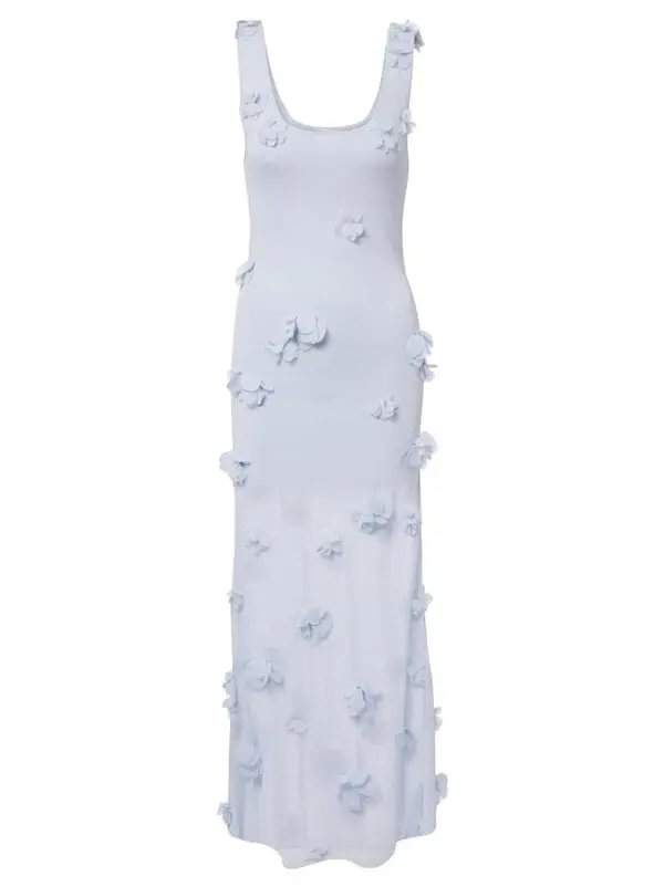 Simkhai Floral Appliqué Midi Dress - Blue