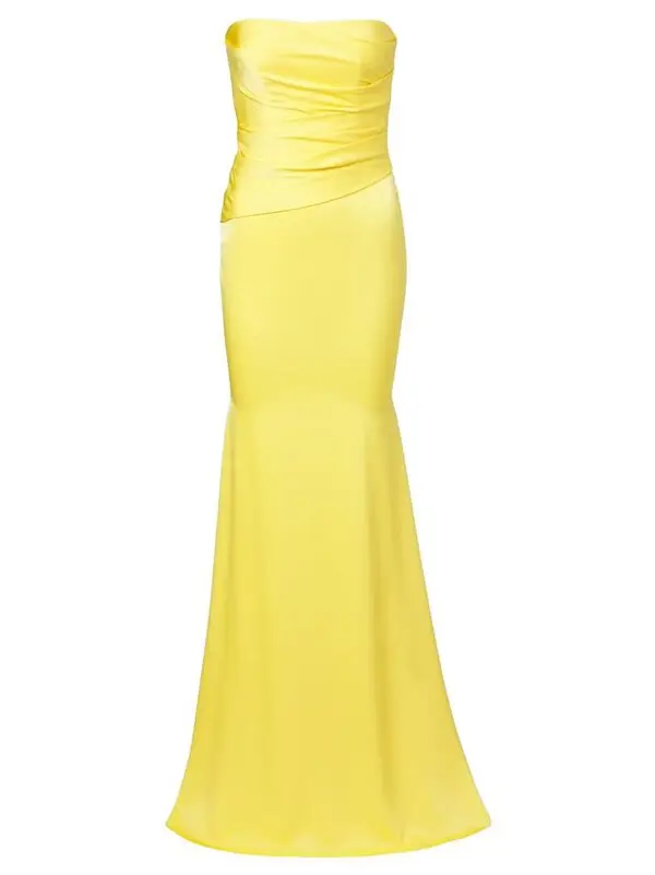 Alex Perry Satin Crepe Bustier Gown - Yellow