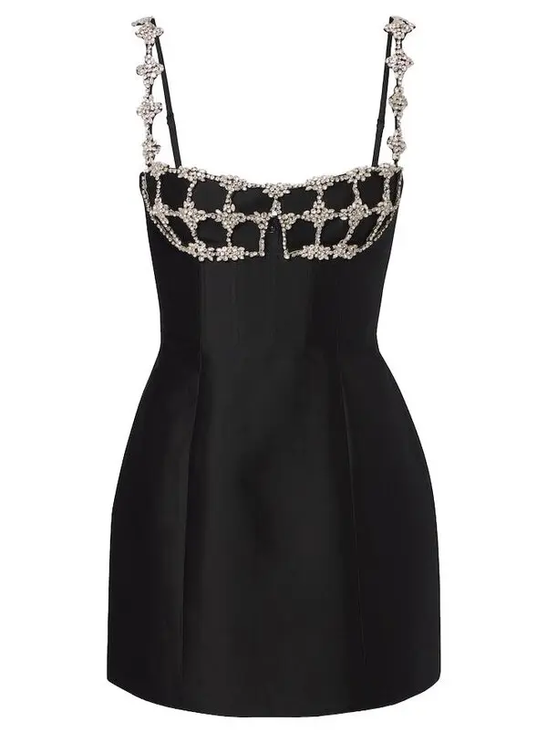 Rachel Gilbert Acacia Wool And Silk Bustier Dress - Black