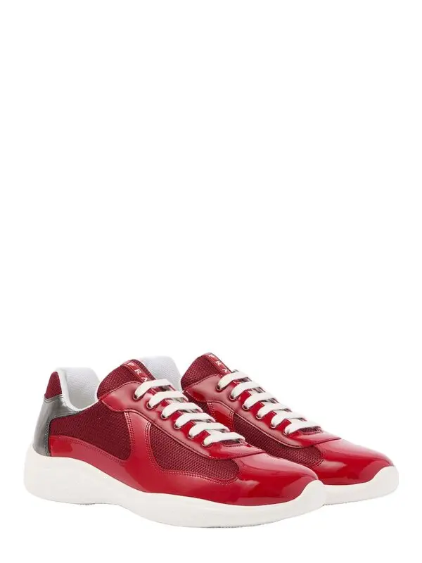 Prada America's Cup Leather-trimmed Sneakers - Red