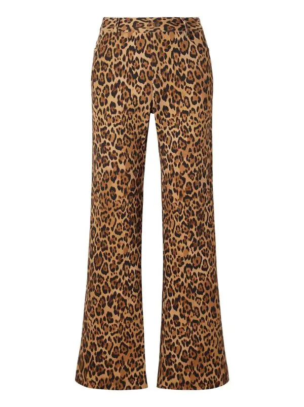 Anna Sui Leopard Print Cotton-blend Wide-leg Pants - Animal Print