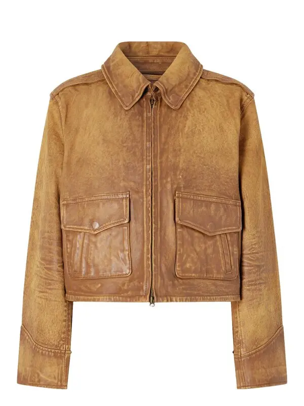 Polo Ralph Lauren Distressed Leather Jacket - Brown