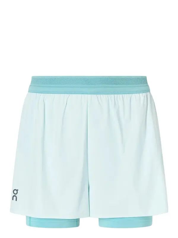 On Performance 3" Layered Mesh-trimmed Stretch-jersey Shorts - Blue