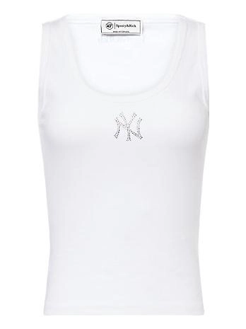SPORTY & RICH For '47 X The New York Yankees Krystal Cropped Cotton-jersey Tank Top - White