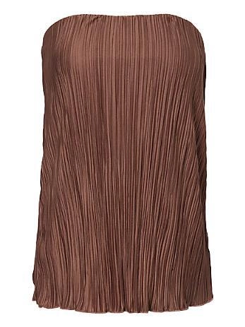 4TH & RECKLESS Plisse Woven Bandeau Top - Chocolate