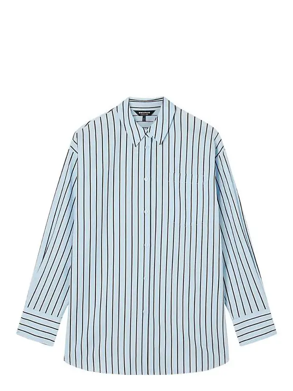 Whistles Striped Oversized Cotton-blend Shirt - Multi-coloured