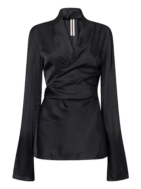 Rick Owens Laura Wrap-around Satin Top - Black