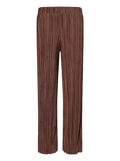 4TH & RECKLESS Plisse Woven Wide Leg Trousers - Chocolate