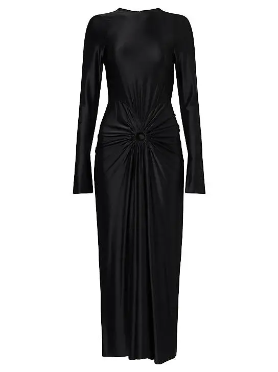 Victoria Beckham Frances Gathered-waist Jersey Midi Dress - Black