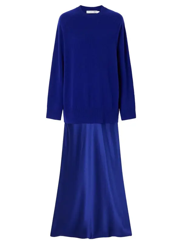 Christopher Esber Monument Cashmere And Silk-satin Maxi Dress - Blue