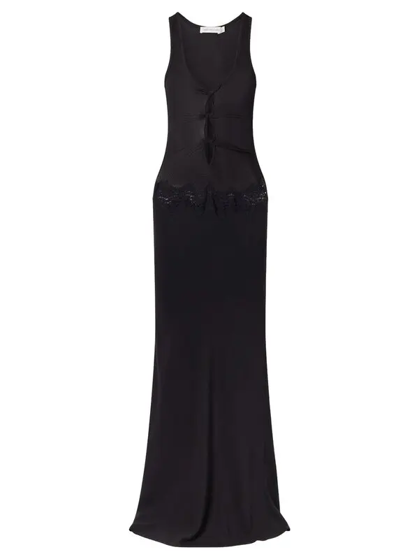 Christopher Esber Verner Ribbed Lace-trimmed Cut-out Midi Dress - Black