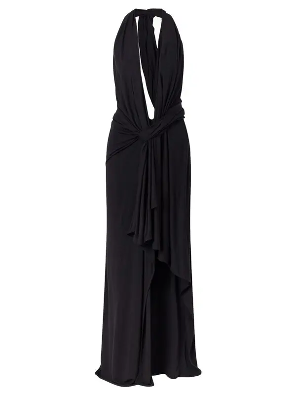 Christopher Esber Spire Cascade Twisted Jersey Gown - Black