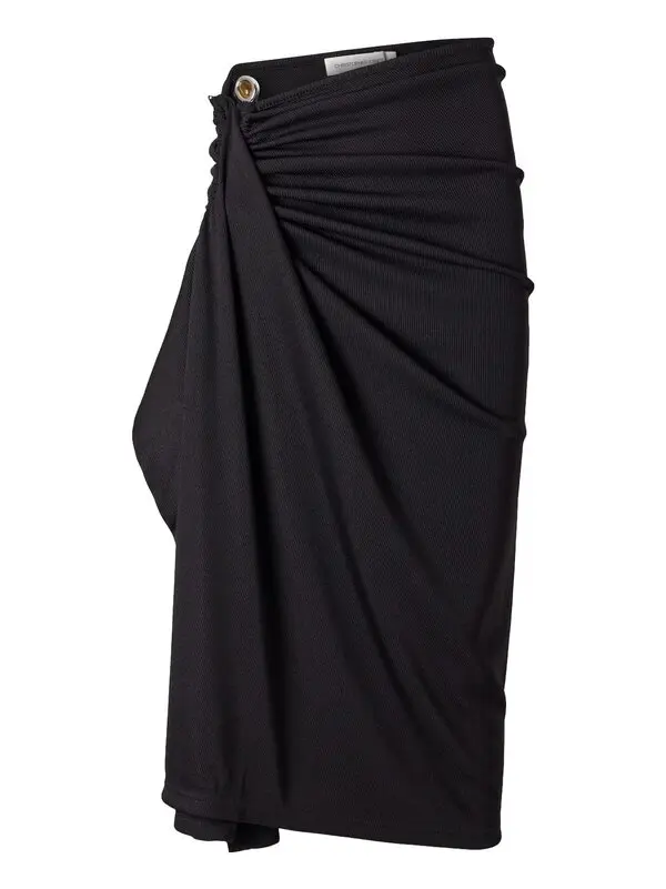 Christopher Esber Ribbed Midi Skirt With Crystal Embellishment - Black