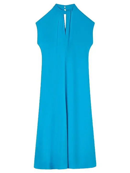 Whistles Twist-neck Cap-sleeved Crepe Midi Dress - Blue