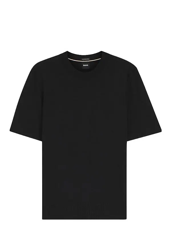 BOSS Short-sleeved Knitted Wool T-shirt - Black