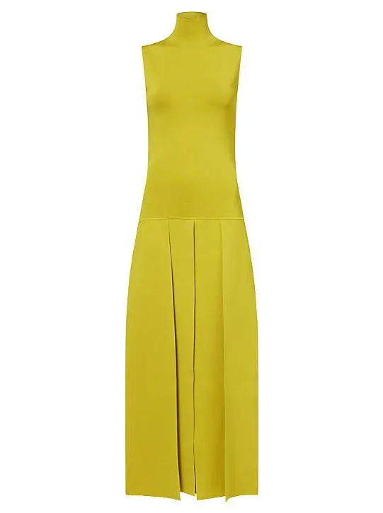 Alaïa Cut-out Pleated Stretch-knit Maxi Dress - Lime