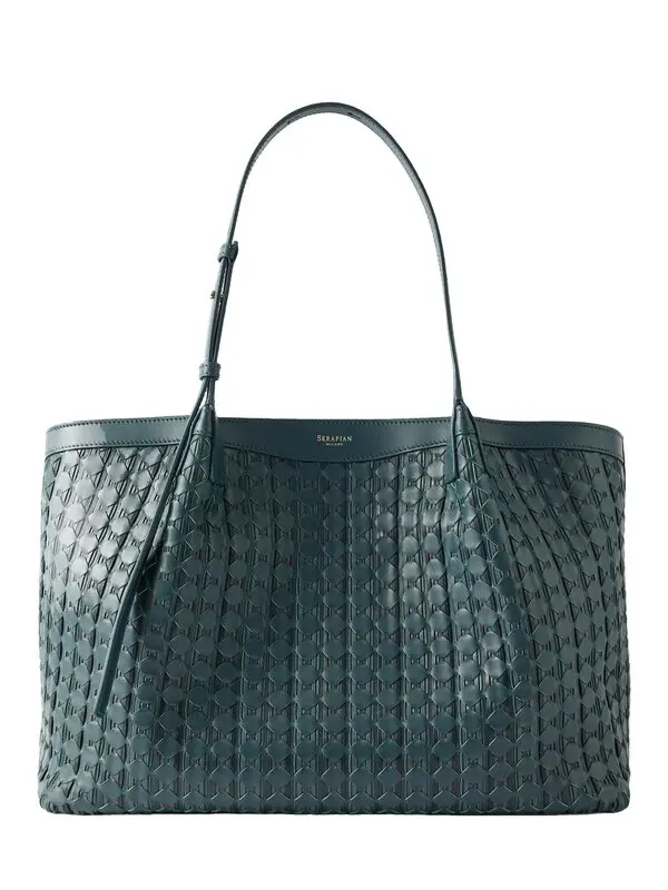 SERAPIAN Secret Mosaico Leather Tote - Green