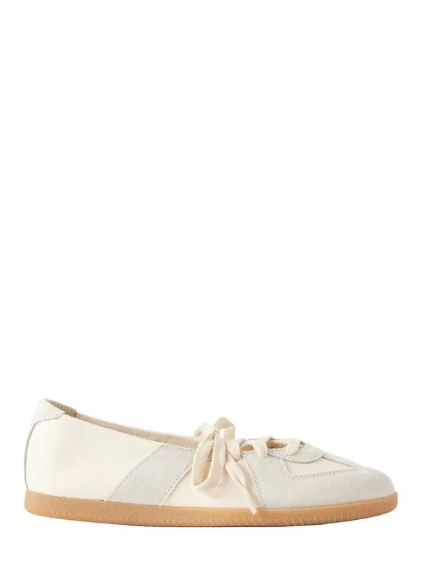 MAISON MARGIELA Replica Suede-trimmed Leather Sneakers - Neutrals