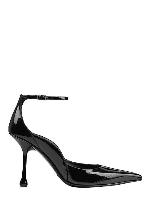 JIMMY CHOO Quinci 95 Embossed Patent Leather Heels - Black