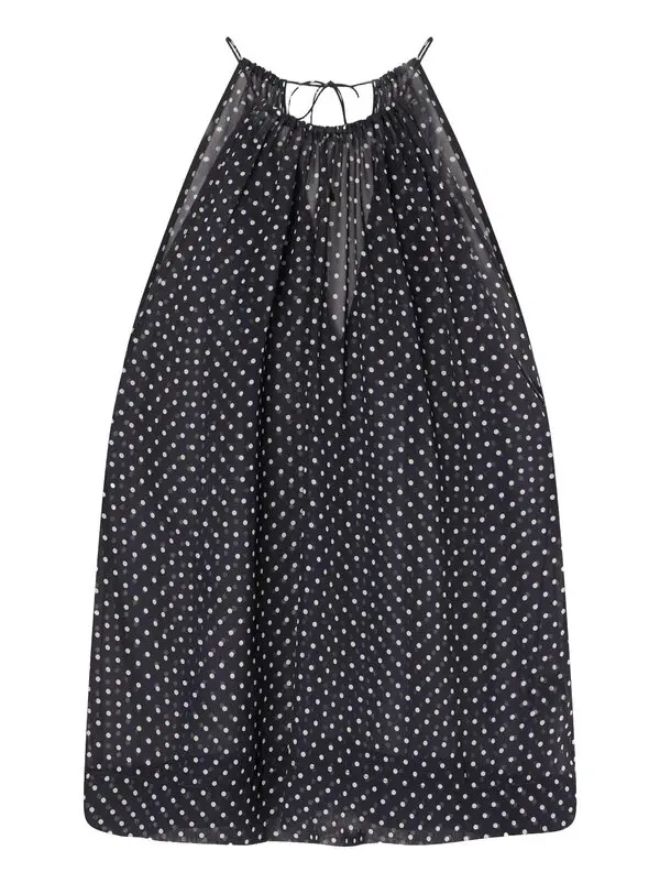 NILI LOTAN Nikki Halterneck Polka-dot Silk Tank - Black
